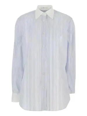 THE ROW Striped Contrast Detail Shirt - White