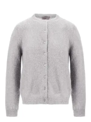 Herno Crew Neck Long Sleeve Cardigan - Grey