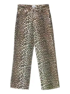 GANNI Leopard Print Wide-leg Jeans - Neutrals