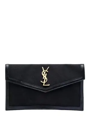 Saint Laurent Canvas Monogram Uptown Pouch Clutch Bag - Black