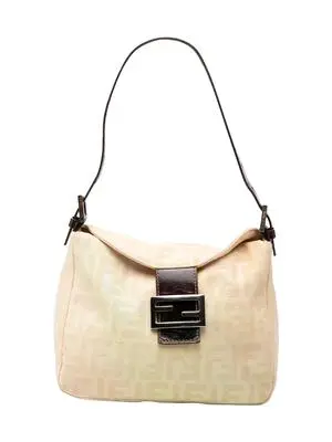 Fendi Zucca Canvas Double Flap Shoulder Bag - Neutrals