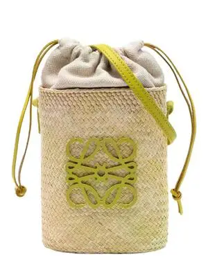 Loewe Raffia Anagram Square Pocket Bucket Bag - Green