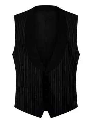 Dolce & Gabbana Pinstripe Pattern Shawl-lapel Waistcoat - Black