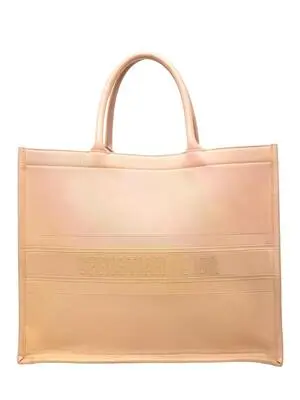 Dior Large Embossed Calfskin Book Tote Bag - Brown