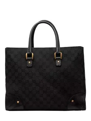 Gucci Gg Canvas Nailhead Handbag - Black