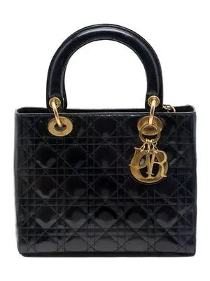 Dior Patent Cannage Lady Satchel - Black
