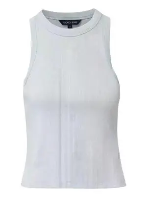 Veronica Beard Ribbed Racerback Cropped Tank Top - Blue