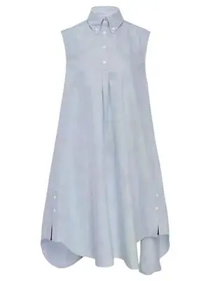 Thom Browne Sleeveless Oversized Shirt Midi Dress - Blue