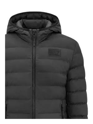EA7 Quilted Hooded Zip-up Jacket - Grey