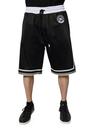 Dolce & Gabbana Sport Logo Patch Striped Trim Shorts - Black