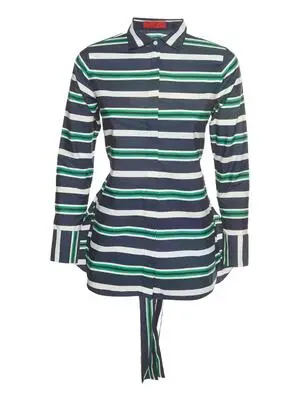Carolina Herrera Stripe Tie-fastening Shirt - Blue