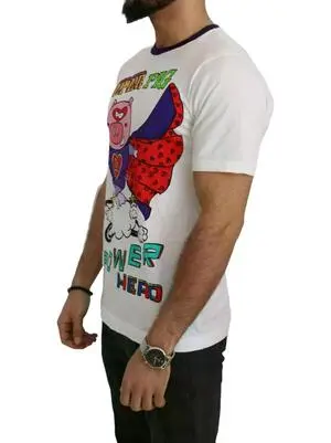 Dolce & Gabbana 2019 Super Pig Power Hero Cotton T-shirt - White