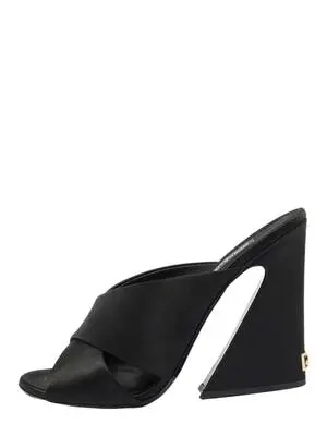 Dolce & Gabbana Satin Criss-cross Block Heel Sandals - Black