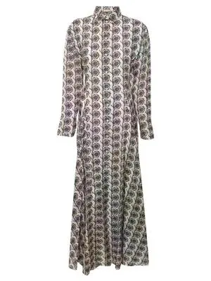 Alaïa Floral Print Maxi Dress - Neutrals