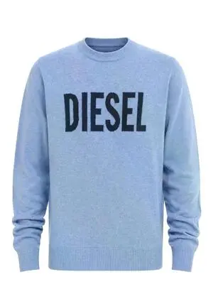 DIESEL® Jacquard Logo Heavy-weight Knit Sweater - Blue