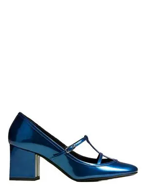 Khaite Fawn 65mm Metallic Leather Pumps - Blue