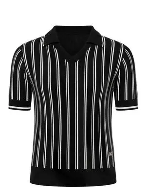 Dolce & Gabbana Striped-pattern V-neck T-shirt - Black