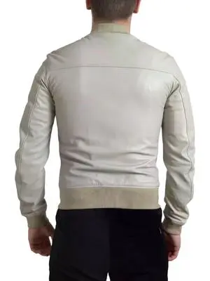 Dolce & Gabbana Leather Bomber Jacket - Grey
