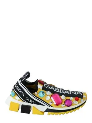 Dolce & Gabbana Sorrento Crystal-embellished Sneakers - Yellow