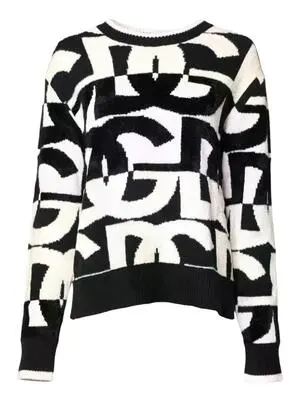 Dolce & Gabbana Logo Pattern Crew Neck Sweater - Black