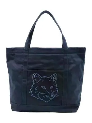 Maison Kitsuné Large Fox Head Cotton Tote - Blue