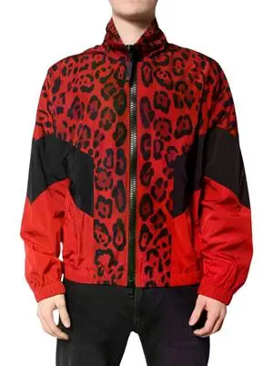 Dolce & Gabbana Leopard Print Bomber Jacket - Red