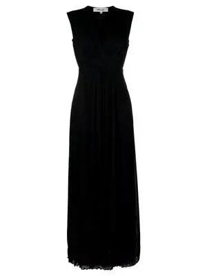 Diane Von Furstenberg Marika Gathered V-neck Maxi Dress - Black