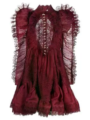 Zimmermann Kaleidoscope Doily-ruffle Mini Dress - Red