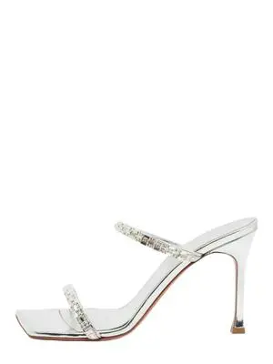 Amina Muaddi Diana Crystal-embellished Patent Leather Sandals - Silver