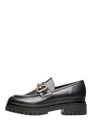 POCHE PARIS Horsebit Lug Sole Loafers - Black