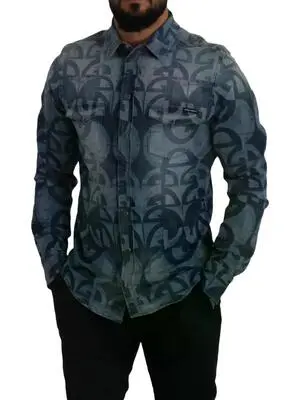 Dolce & Gabbana Dg Logo-print Denim Shirt - Blue