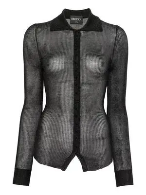 DONDUP Ribbed Knit Long-sleeve Shirt - Black