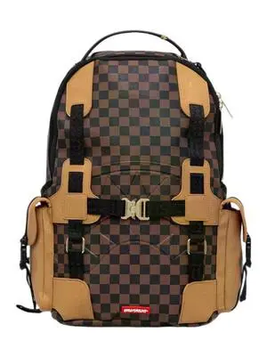 SPRAYGROUND Check Pattern Buckle Detail Backpack - Brown