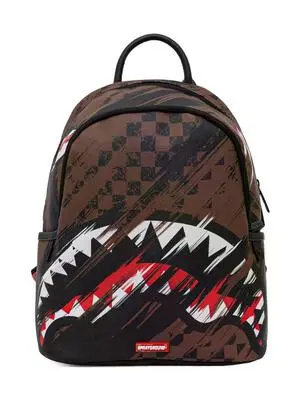 SPRAYGROUND Smeared Shark-print Backpack - Brown