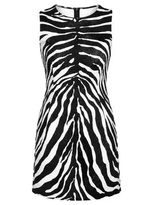 Dolce & Gabbana Zebra Print A-line Mini Dress - Black
