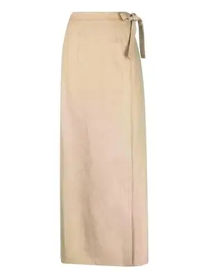 Alberta Ferretti Linen-blend Wrap Maxi Skirt - Neutrals