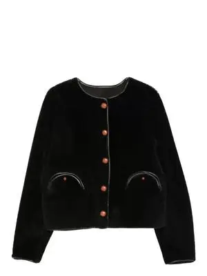 BLAZÉ MILANO Shearling Button-up Jacket - Black