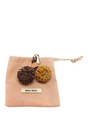 Miu Miu Pompom Leather Bag Charm - Brown