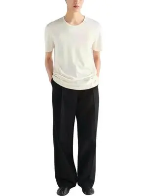 LEMAIRE Scoop-neck T-shirt In Ribbed Jersey - White