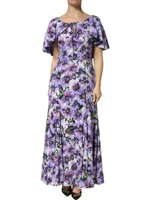 Dolce & Gabbana Floral Print Maxi Dress - Purple