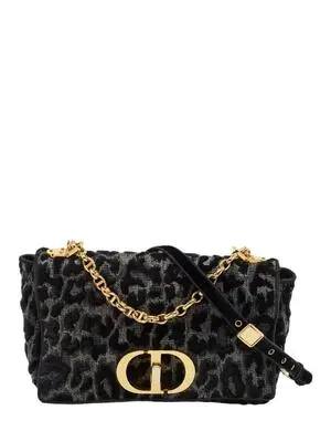 Dior Medium Caro Leopard Shoulder Bag - Black