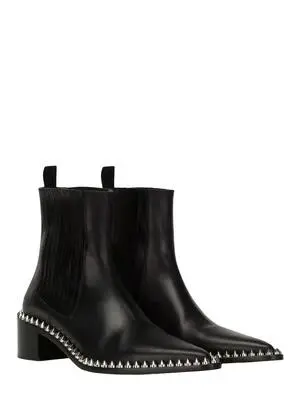 Dolce & Gabbana Studded Leather Ankle Boots - Black