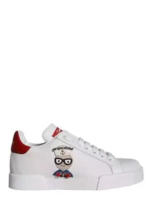 DOLCE & GABBANA Dolce & Gabbana Portofino Applique Leather Sneakers