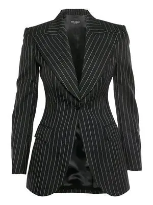 Dolce & Gabbana Pinstripe Peak-lapel Blazer - Black