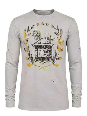 Dolce & Gabbana Distressed-finish Long-sleeve T-shirt - Grey