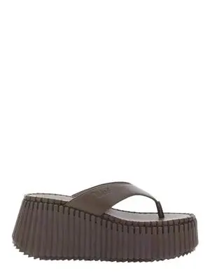 Chloé Platform Thong Sandals - Brown