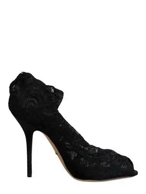 Dolce & Gabbana Lace Peep-toe Ankle Boots - Black