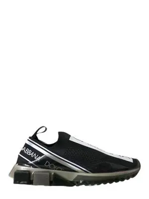 Dolce & Gabbana Sorrento Logo Print Knit Slip-on Sneakers - Black
