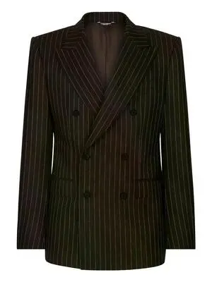 Dolce & Gabbana Sicilia Pinstripe Double-breasted Blazer - Black