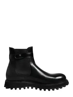 Dolce & Gabbana Polished Leather Belted Ankle Boots - Black